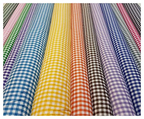 5 Yards Checkered Fabric 60" Wide - Gingham Buffalo Check Fabric | 100% Polyester White & Red Check Fabric | Perfect for Parties Fabric, Picnics, Indoor and Outdoor Table Cloths and Curtains