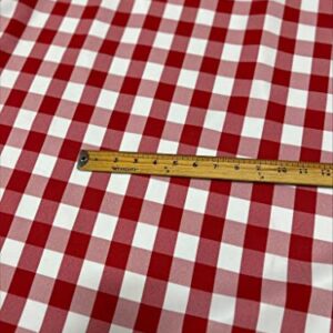 5 Yards Checkered Fabric 60" Wide - Gingham Buffalo Check Fabric | 100% Polyester White & Red Check Fabric | Perfect for Parties Fabric, Picnics, Indoor and Outdoor Table Cloths and Curtains