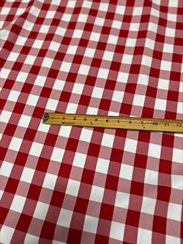 5 Yards Checkered Fabric 60" Wide - Gingham Buffalo Check Fabric | 100% Polyester White & Red Check Fabric | Perfect for Parties Fabric, Picnics, Indoor and Outdoor Table Cloths and Curtains