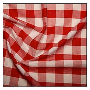 5 Yards Checkered Fabric 60" Wide - Gingham Buffalo Check Fabric | 100% Polyester White & Red Check Fabric | Perfect for Parties Fabric, Picnics, Indoor and Outdoor Table Cloths and Curtains