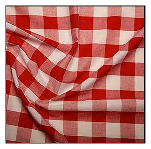 5 Yards Checkered Fabric 60" Wide - Gingham Buffalo Check Fabric | 100% Polyester White & Red Check Fabric | Perfect for Parties Fabric, Picnics, Indoor and Outdoor Table Cloths and Curtains