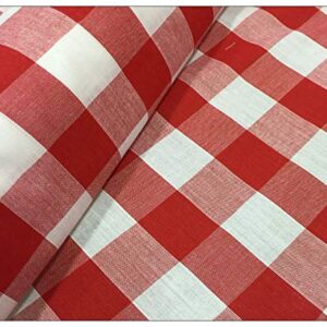 5 Yards Checkered Fabric 60" Wide - Gingham Buffalo Check Fabric | 100% Polyester White & Red Check Fabric | Perfect for Parties Fabric, Picnics, Indoor and Outdoor Table Cloths and Curtains