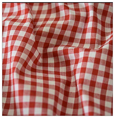 5 Yards Checkered Fabric 60" Wide - Gingham Buffalo Check Fabric | 100% Polyester White & Red Check Fabric | Perfect for Parties Fabric, Picnics, Indoor and Outdoor Table Cloths and Curtains