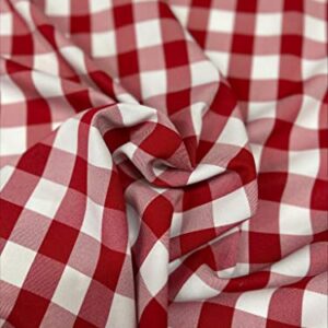 5 Yards Checkered Fabric 60" Wide - Gingham Buffalo Check Fabric | 100% Polyester White & Red Check Fabric | Perfect for Parties Fabric, Picnics, Indoor and Outdoor Table Cloths and Curtains