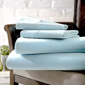 ienjoy home 4 piece sheet set embossed checkered pattern twin aqua