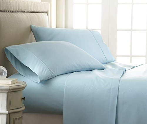 ienjoy Home 4 Piece Sheet Set Embossed Checkered Pattern Twin Aqua