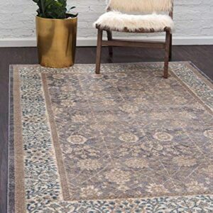 Unique Loom Salzburg Collection Area Rug - Gneis (6' 1" x 9' Rectangle, Gray/ Ivory)