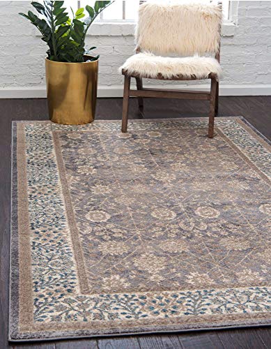 Unique Loom Salzburg Collection Area Rug - Gneis (6' 1" x 9' Rectangle, Gray/ Ivory)