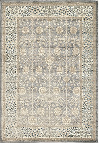 Unique Loom Salzburg Collection Area Rug - Gneis (6' 1" x 9' Rectangle, Gray/ Ivory)