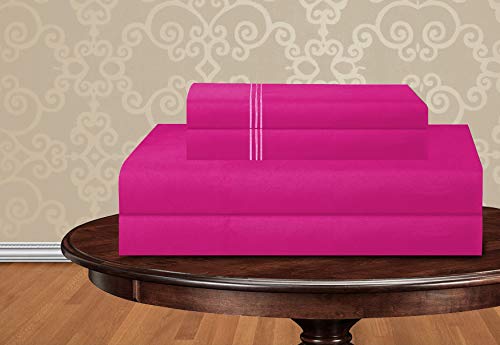 Elegant Comfort Luxurious Bed Sheets Set on Amazon 1500 Thread Count Wrinkle,Fade and Stain Resistant 4-Piece Bed Sheet Set, Deep Pocket, Queen Hot Pink