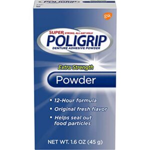 super poligrip denture adhesive powder extra strength - 1.6 oz (pack of 2) by glaxosmithkline consumer