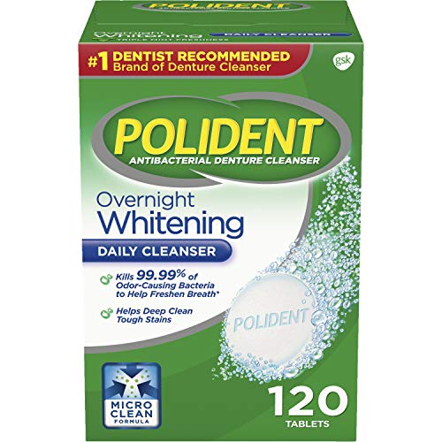 Polident Overnight Whitening Denture Cleanser 120 Tablets (Pack of 2)