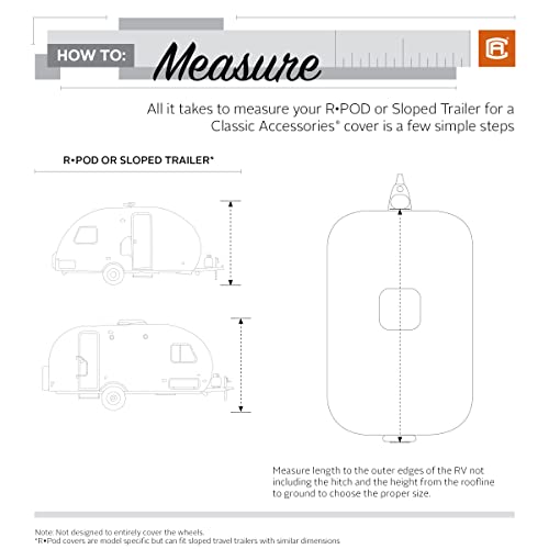 Classic Accessories Over Drive PermaPRO R-Pod Cover, Fits up to 16' 2" long, Durable, Tear-Resistant, Teardrop, Travel Trailer Storage Cover, Compatible with R-Pod Trailers, Grey