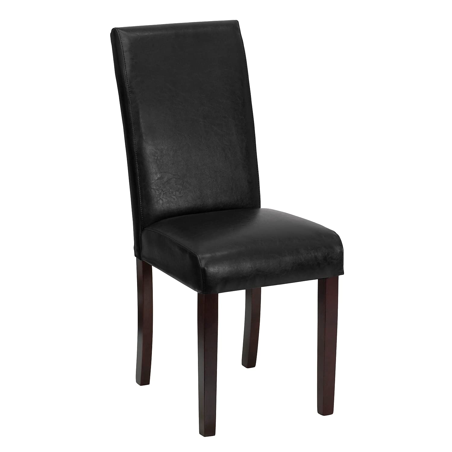 Flash Furniture Godrich Set of 2 Traditional Black LeatherSoft Upholstered Panel Back Parsons Dining Chair