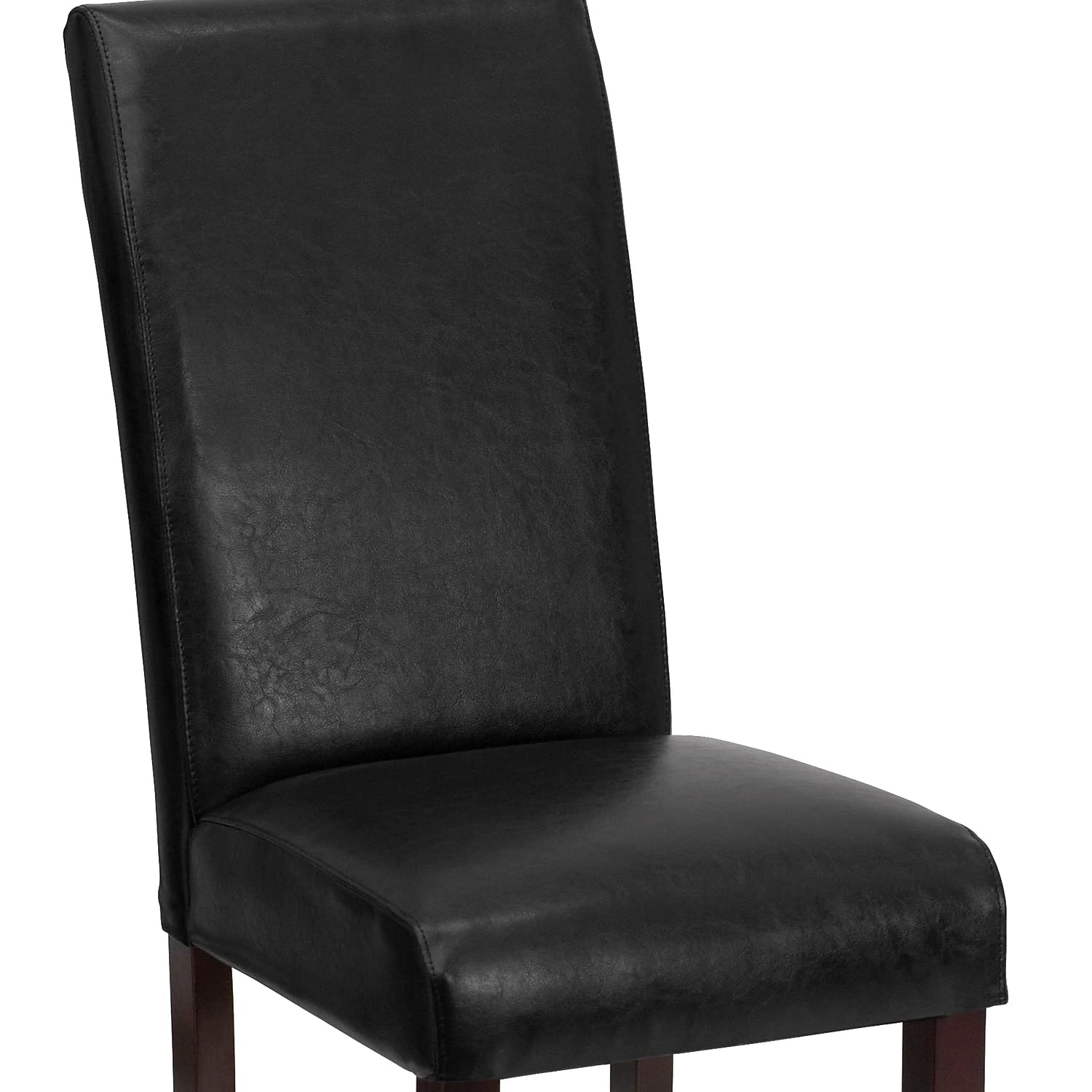 Flash Furniture Godrich Set of 2 Traditional Black LeatherSoft Upholstered Panel Back Parsons Dining Chair