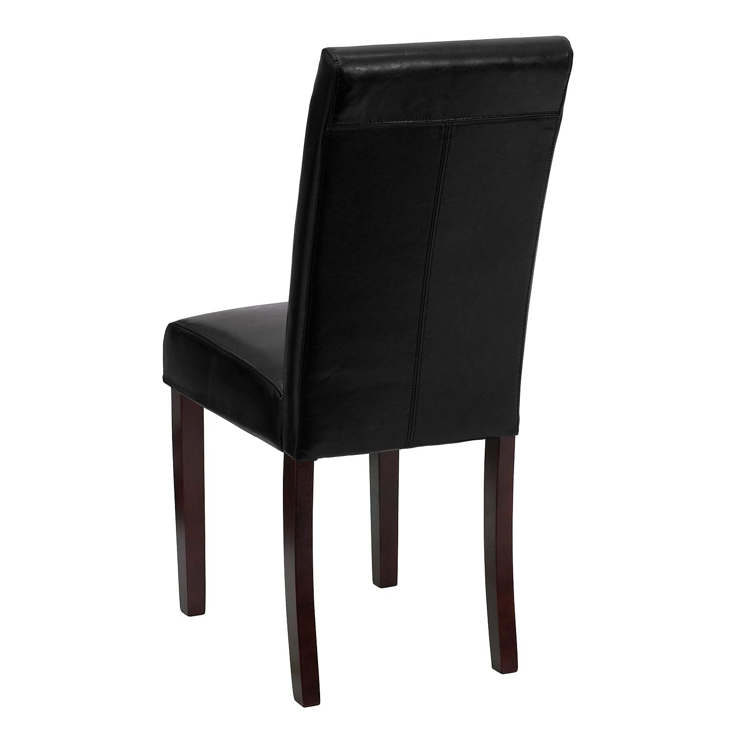 Flash Furniture Godrich Set of 2 Traditional Black LeatherSoft Upholstered Panel Back Parsons Dining Chair