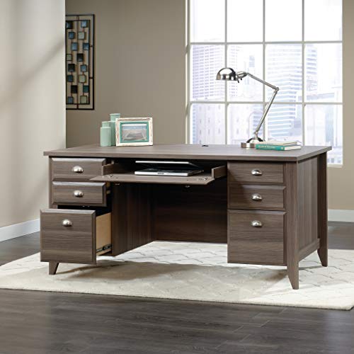 Sauder Shoal Creek Executive Desk, L: 65.12" x W: 29.29" x H: 30.55", Diamond Ash Finish