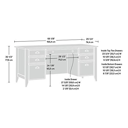 Sauder Shoal Creek Executive Desk, L: 65.12" x W: 29.29" x H: 30.55", Diamond Ash Finish