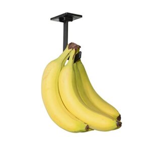 Banana Hanger – Under Cabinet Hook for Bananas or Other Lightweight Kitchen Items. Hook Folds-up When Not in Use. Self-adhesive and Pre-drilled Holes (Screws Provided!) Keep Bananas Fresh.(Black)