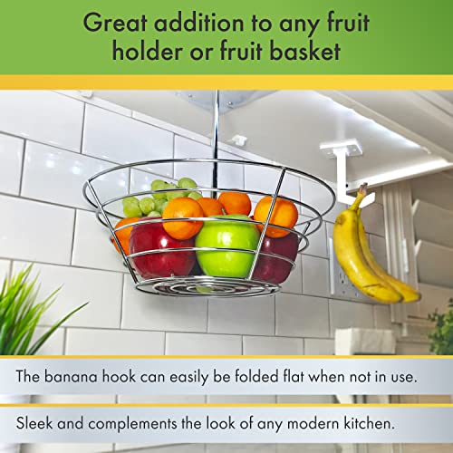 Banana Hanger – Under Cabinet Hook for Bananas or Other Lightweight Kitchen Items. Hook Folds-up When Not in Use. Self-adhesive and Pre-drilled Holes (Screws Provided!) Keep Bananas Fresh.(Black)