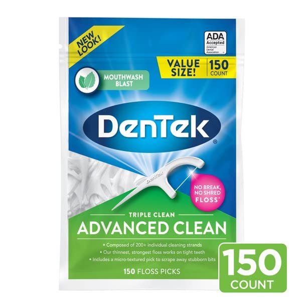 DenTek Triple Clean Floss Picks, Mouthwash Blast 150 ea (Pack of 2)