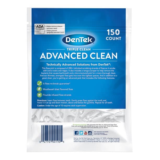 DenTek Triple Clean Floss Picks, Mouthwash Blast 150 ea (Pack of 2)