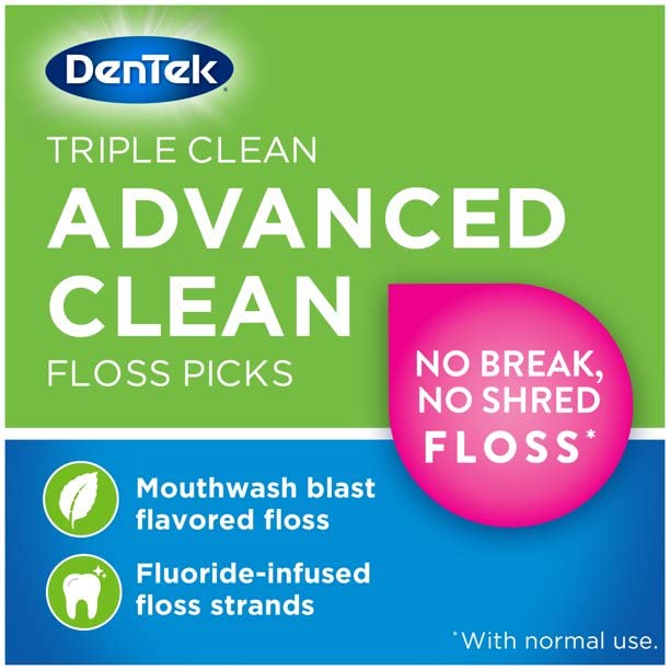 DenTek Triple Clean Floss Picks, Mouthwash Blast 150 ea (Pack of 2)