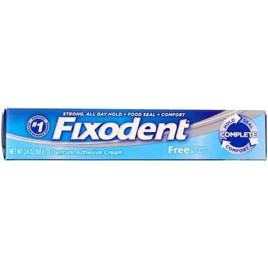 Fixodent, Denture Adhesive Cream, Free of Flavors & Colors, 2.4 Ounce