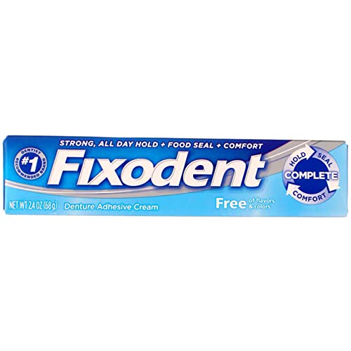 Fixodent, Denture Adhesive Cream, Free of Flavors & Colors, 2.4 Ounce