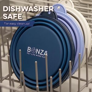 Bonza Large Collapsible Dog Bowl 1000 mL, Sturdy Reinforced Rim, Includes Carabiner & Water Bottle Holder Keychain