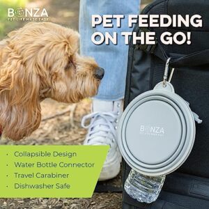 Bonza Large Collapsible Dog Bowl 1000 mL, Sturdy Reinforced Rim, Includes Carabiner & Water Bottle Holder Keychain