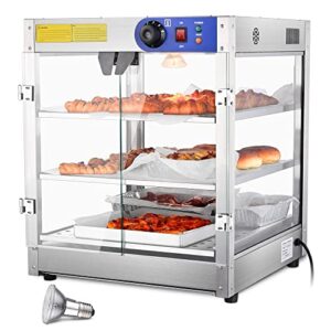 wechef commercial food warmer 3-tier 20x20x24" countertop food pizza pastry warmer display case 750w 110v