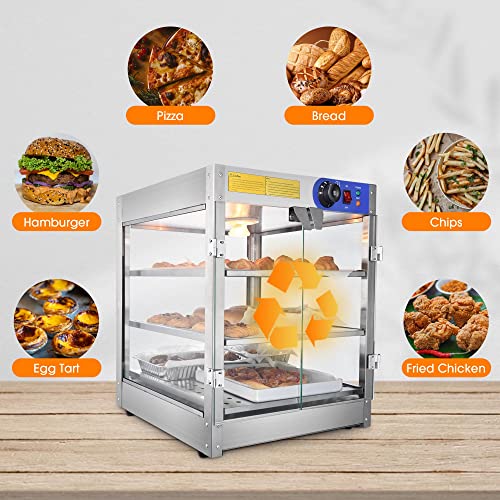 WeChef Commercial Food Warmer 3-Tier 20x20x24" Countertop Food Pizza Pastry Warmer Display Case 750W 110V