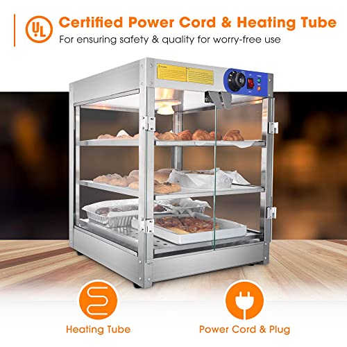 WeChef Commercial Food Warmer 3-Tier 20x20x24" Countertop Food Pizza Pastry Warmer Display Case 750W 110V