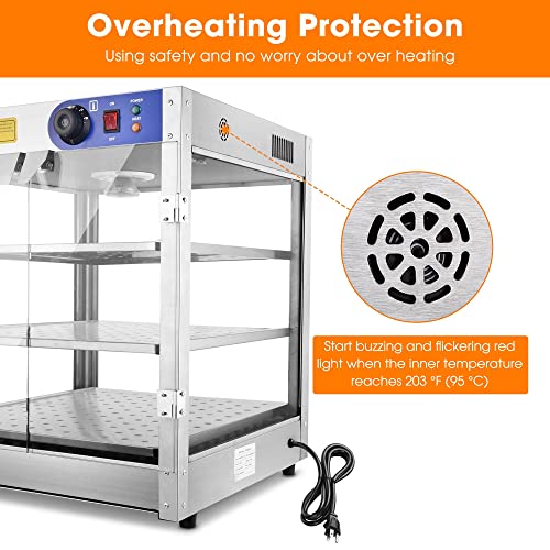 WeChef Commercial Food Warmer 3-Tier 20x20x24" Countertop Food Pizza Pastry Warmer Display Case 750W 110V