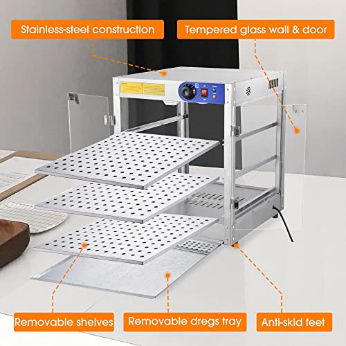 WeChef Commercial Food Warmer 3-Tier 20x20x24" Countertop Food Pizza Pastry Warmer Display Case 750W 110V