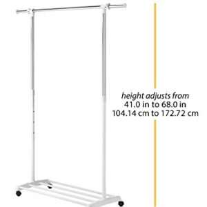 Whitmor Deluxe Adjustable Garment Rack - Rolling Clothes Organizer - White and Chrome