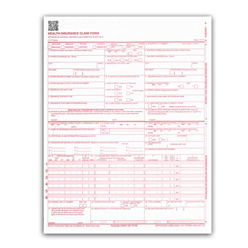 New CMS 1500 Claim Forms - HCFA (Version 02/12) 100 per Ream