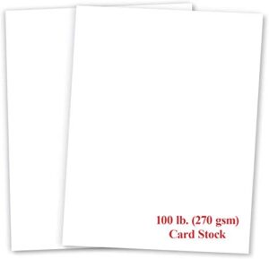 white cardstock - for school supplies, kids art & crafts, invitations, business card printing | extra thick 100 lb card stock, 8.5 x 11 inch, heavy weight hard cover stock (270 gsm) 50 sheets per pack