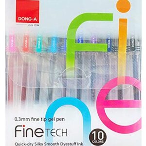 DONG-A Fine-Tech Excellent Writing 0.3mm Gel Ink Pens (10colors) by Dong-A