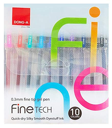 DONG-A Fine-Tech Excellent Writing 0.3mm Gel Ink Pens (10colors) by Dong-A