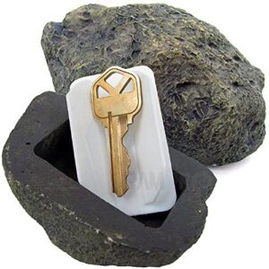 rampro hide-a-spare-key fake rock - looks & feels like real stone - safe for outdoor garden or yard, geocaching (1)