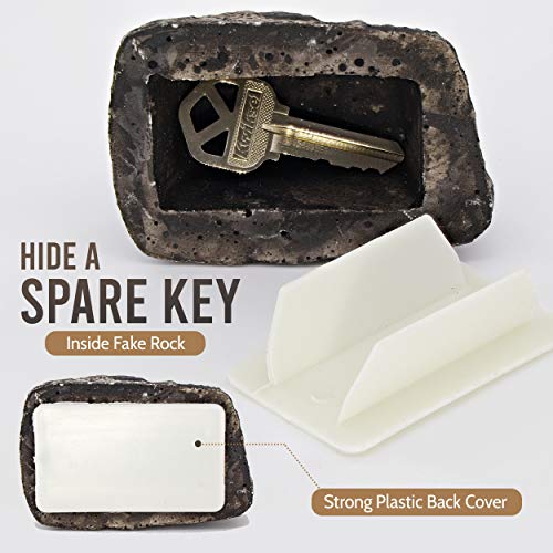 RamPro Hide-a-Spare-Key Fake Rock - Looks & Feels Like Real Stone - Safe for Outdoor Garden or Yard, Geocaching (1)