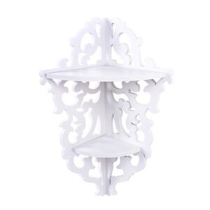 yosoo white wooden chic filigree style decorative wall corner shelves cutout design shelf to display photos