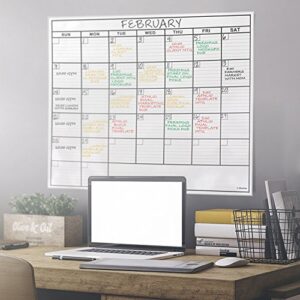 Jumbo Dry Erase Laminated Wall Calendar, Huge 36 Inch by 48 Inch Size, Monthly Planner for Home Office Classroom, Large Date Boxes, Reusable PET Film, Never Folded, 5 Markers, 8 Tacks, 1 Eraser