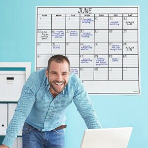 Jumbo Dry Erase Laminated Wall Calendar, Huge 36 Inch by 48 Inch Size, Monthly Planner for Home Office Classroom, Large Date Boxes, Reusable PET Film, Never Folded, 5 Markers, 8 Tacks, 1 Eraser