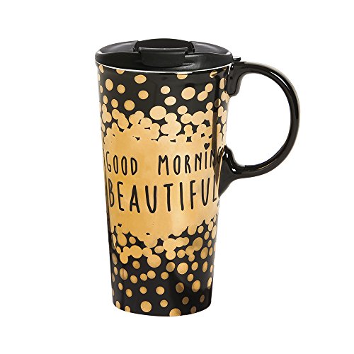 Cypress Home Good Morning Beautiful 17 Oz Ceramic Travel Coffee Mug