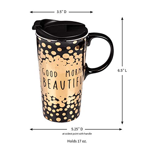 Cypress Home Good Morning Beautiful 17 Oz Ceramic Travel Coffee Mug