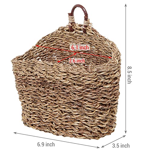 MyGift 6.5 Inch Handwoven Rattan Wall Hanging Storage Basket, Small Decorative Baskets