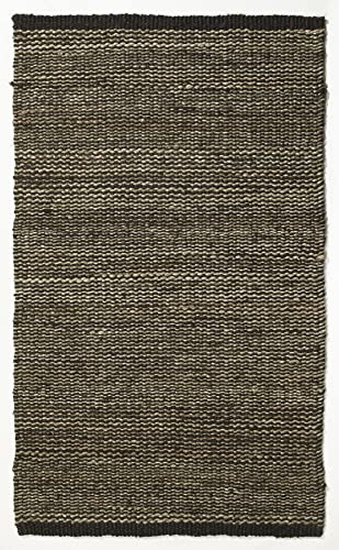 Fab Habitat Striped Rug - Sequoia Black - Handwoven, Natural Fiber, Soft Underfoot - Natural Jute & Wool - Kitchen Bathroom - 2x3 ft